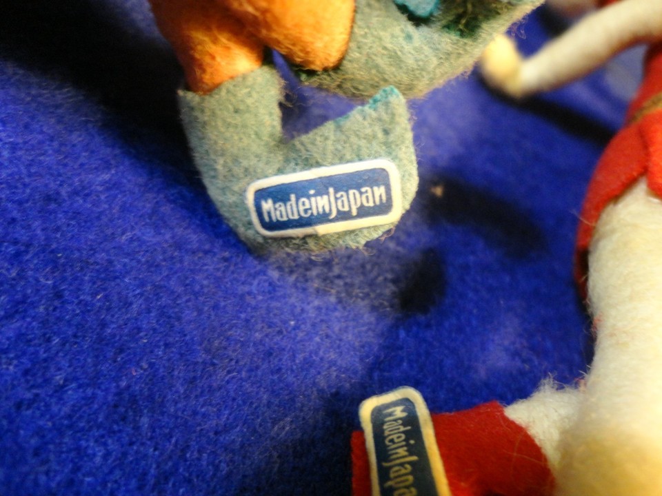 2 VINTAGE JAPAN RUBBER FACE FELT PIXIE ELF RECLINING LAYING DOWN | eBay