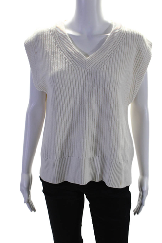 Rails Women's V-Neck Sleeveless Ribbed Sweater Vest Cream Size XS | eBay