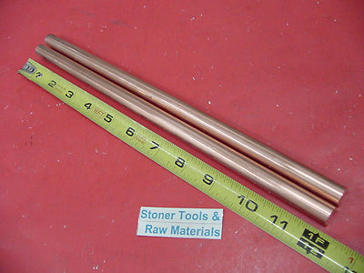 2 Pieces 1/2" C110 COPPER ROUND ROD 12" long H04 Solid CU New Lathe Bar ...