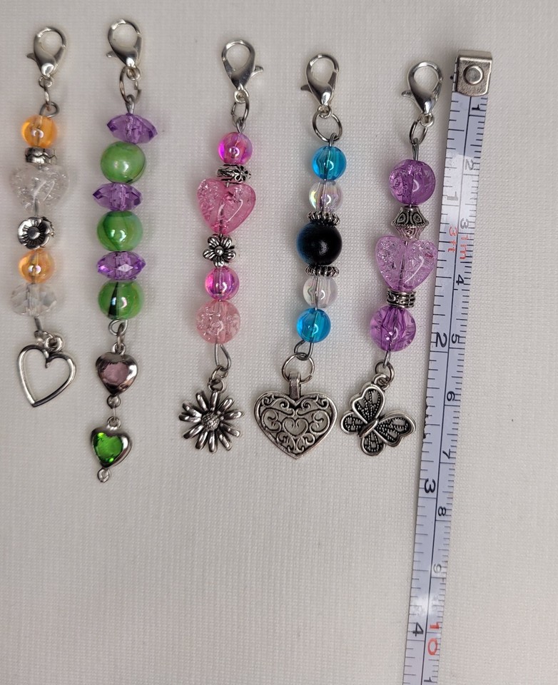 Keychains, Purse Charms, Stitch Markers,Zipper Pull Set- Beaded ...
