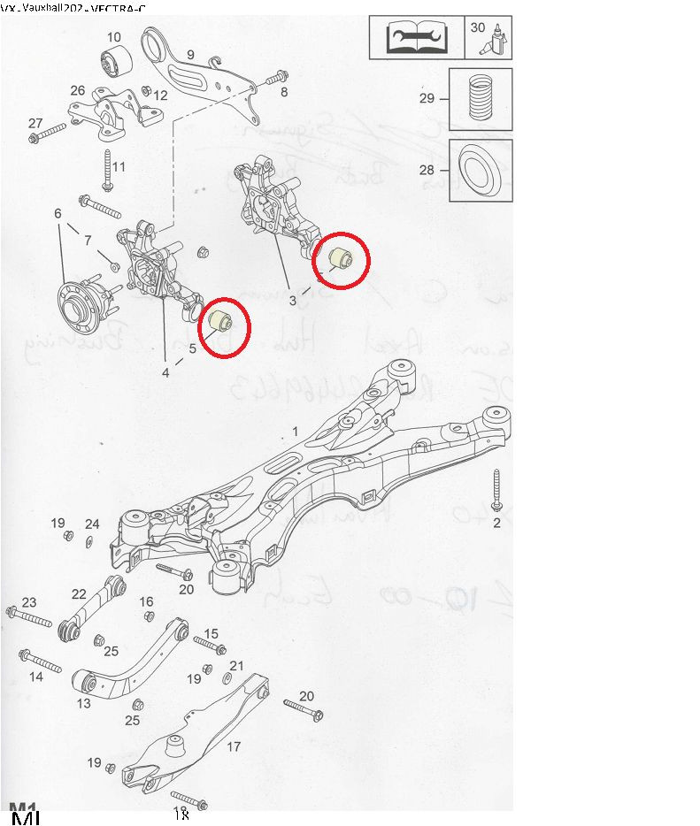 VAUXHALL VECTRA C SIGNUM REAR SUSPENSION AXLE HUB BUSH BUSHING 24469643 ...