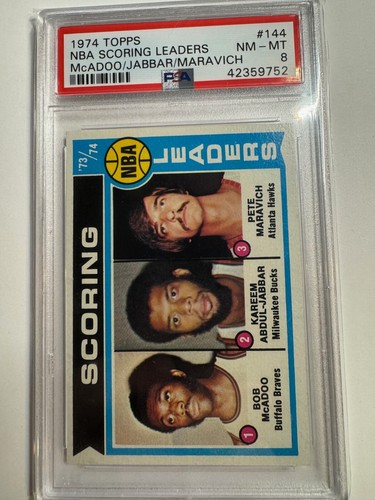 1974 Topps #144 NBA Scoring Leaders McAdoo / Jabbar / Maravich PSA 8 NM ...