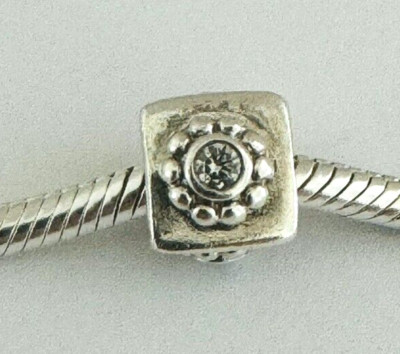 Authentic Pandora Sterling Silver Triangle Blossom Clear CZ Charm ...
