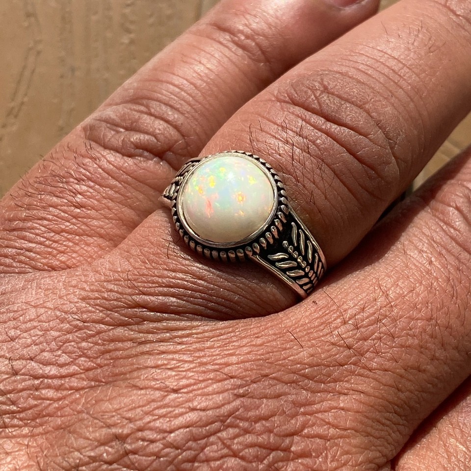 middle eastern jewelry 925 Sterling Silver Men's Ring Natural white ...