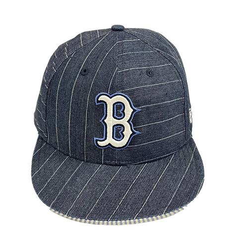BOSTON RED SOX BLUE STRIPED 7 1/4 fitted New Era 59Fifty MLB hard-to ...