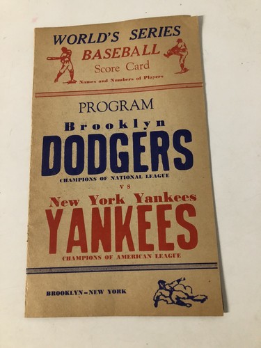 NEW YORK YANKEES BROOKLYN DODGERS WORLD SERIES PROGRAM SCORE CARD RARE ...