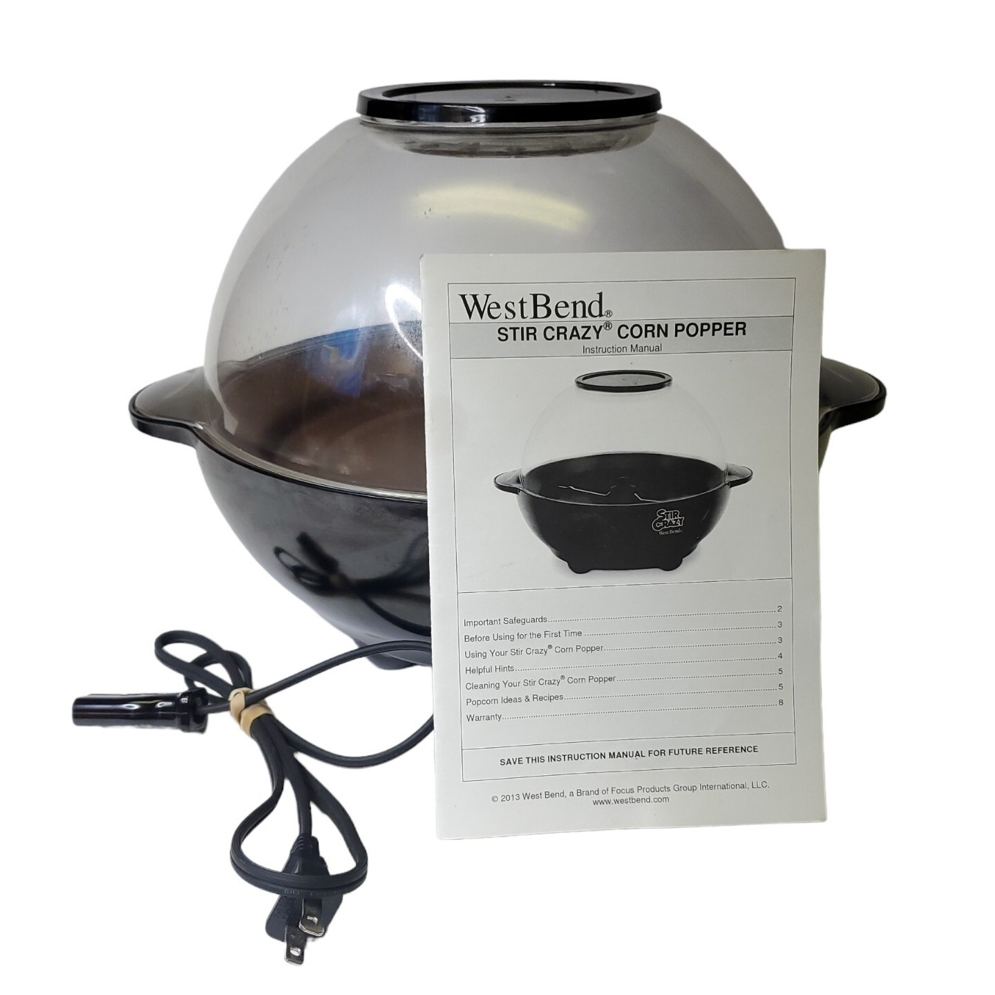 West Bend Stir Crazy 6 Quart Electric Popcorn Popper 82306 Black Tested ...