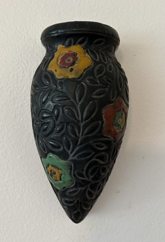 Tokanabe Ware Black Pottery Wall Pocket Made In Japan 1920/30’s Art ...
