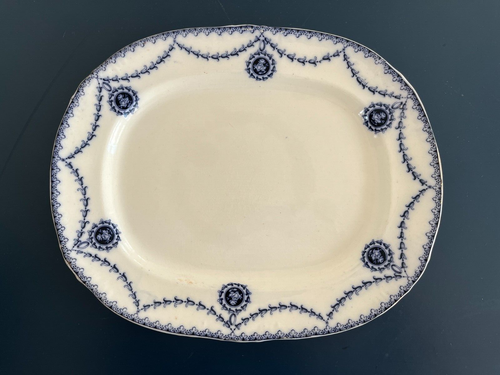 FURNIVALS ENGLAND FLOW BLUE LARGE 15" PLATTER RARE "SHERATON" PATTERN ...