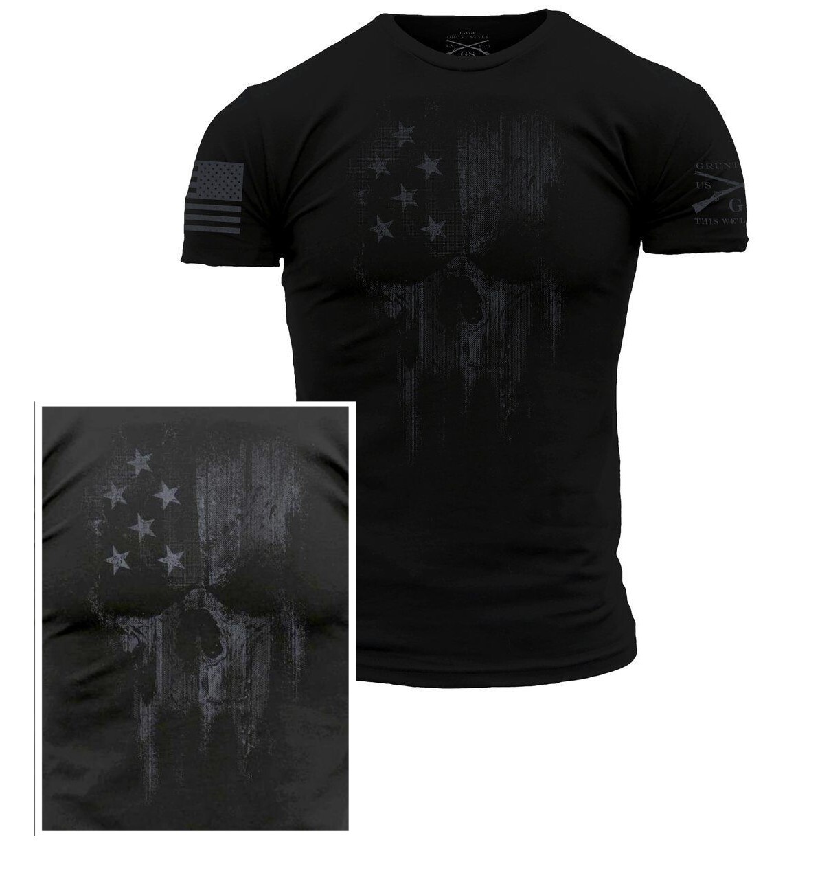 Grunt Style Spectre Reaper T-Shirt American Flag Men's Military Black ...