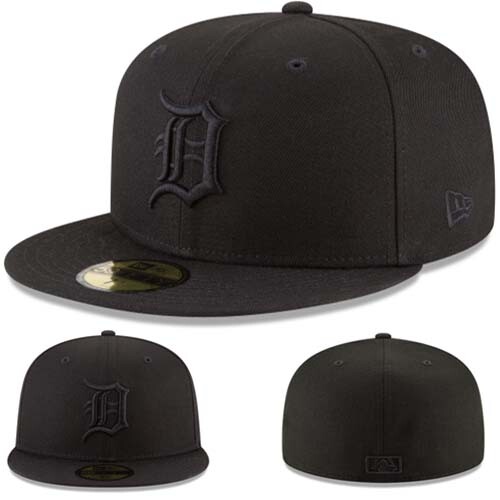New Era Detroit Tigers Fitted Hat MLB Team Basic Black Big Team logo ...