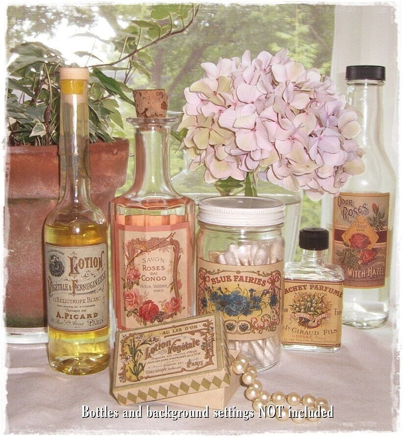 15 Vintage look French PERFUME LABELS Victorian Paris Apothecary ...