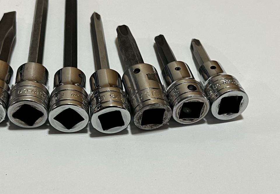 Snap On 3/8 Drive Drag Link Flat Tip and Phillips Socket Driver Set 9 ...