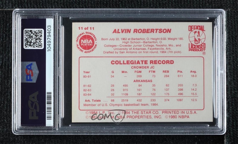 1985-86 Star All-Rookie Team Alvin Robertson #11 PSA 5 | eBay