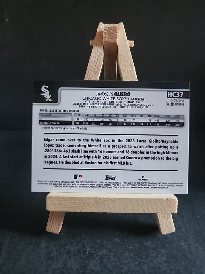 2025 Topps Holiday - Edgar Quero, Edgar Quero #HC-37 Refractor #/99 (RC ...