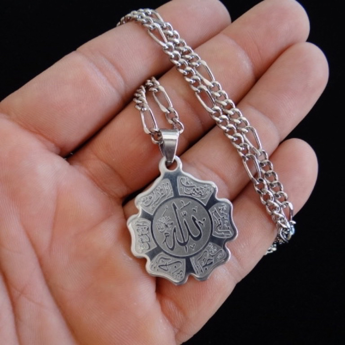 Stainless Steel Silver Tone Allah Necklace Islamic Arabic Muslim God ...