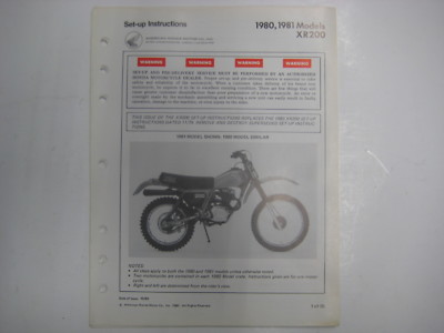 OEM Honda 1980-81 XR200 Dealer Setup Instructions (35 Pgs) | eBay