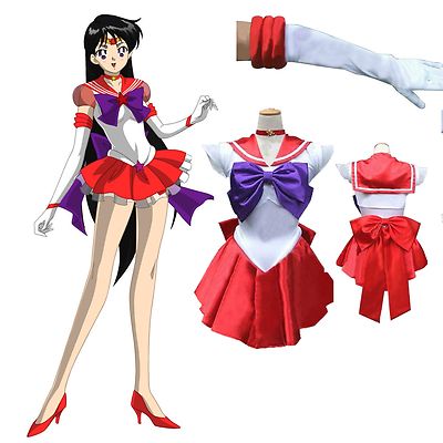 Sailor Moon Mars Red Sailormoon Costume Cosplay Uniform Fancy Dress ...