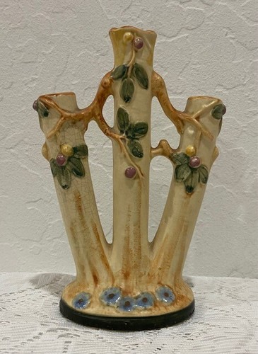 Vintage Weller 3 Finger Tree Trunk Vase Art Pottery 7" Tall Collectible ...