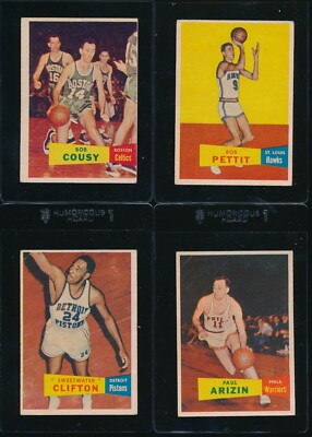 1957 TOPPS BASKETBALL PARTIAL SET 52/80 VG-EX PETIT CLIFTON ARIZIN ...