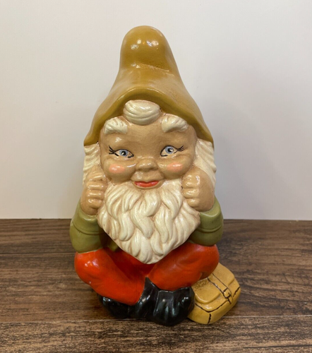 Vintage Hand Painted 8" Ceramic Garden Gnome Hands By Cheeks Sitting ...
