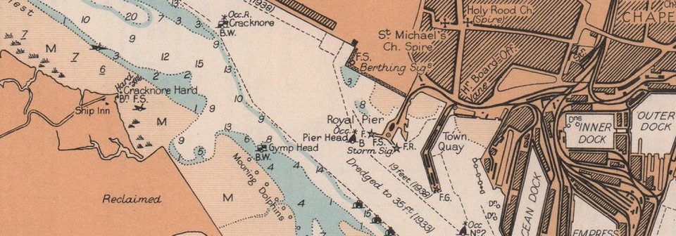 Southampton Docks town plan & sea coast chart. Hampshire. ADMIRALTY ...