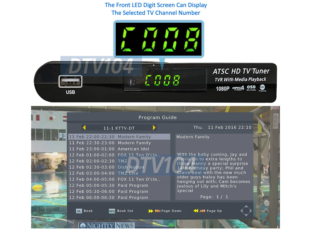 Digital TV Tuner USB DVR Schedule Recording Live TV Pause Digital Media ...