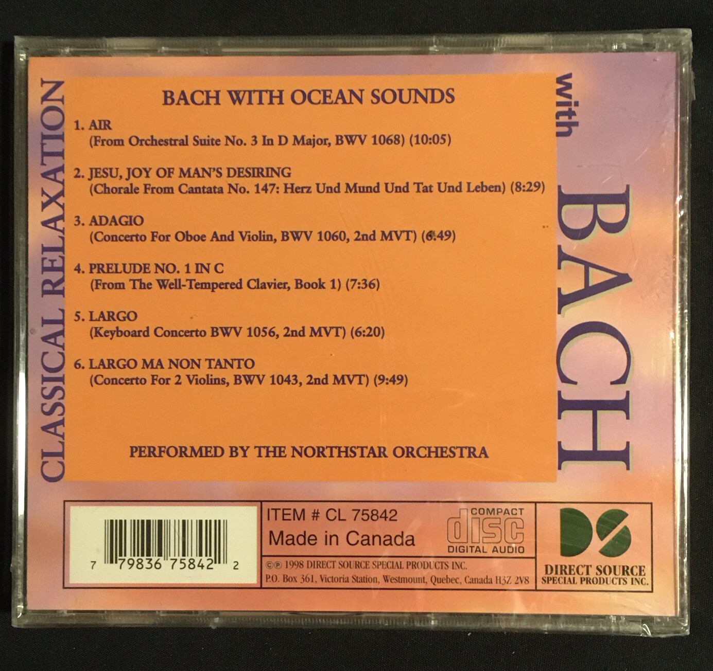 Classical Relaxation: Bach With Ocean Sounds (CD, Jul-2000, Direct ...