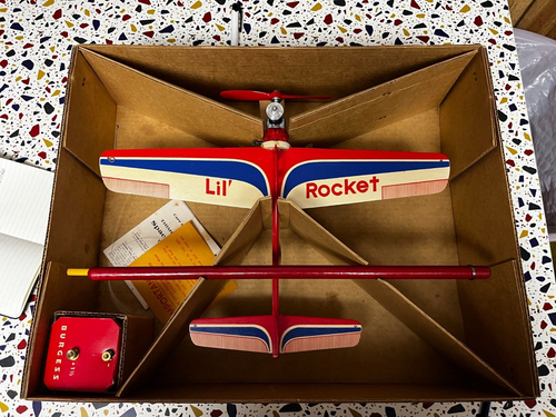 RARE VINTAGE CONTROL LINE PLANE KIT "LIL ROCKET" VICTOR STANZEL & CO ...