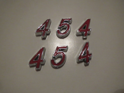 CHEVROLET 454 HOOD SCOOP FENDER TRUNK ENGINE ID EMBLEMS SET RED A | eBay