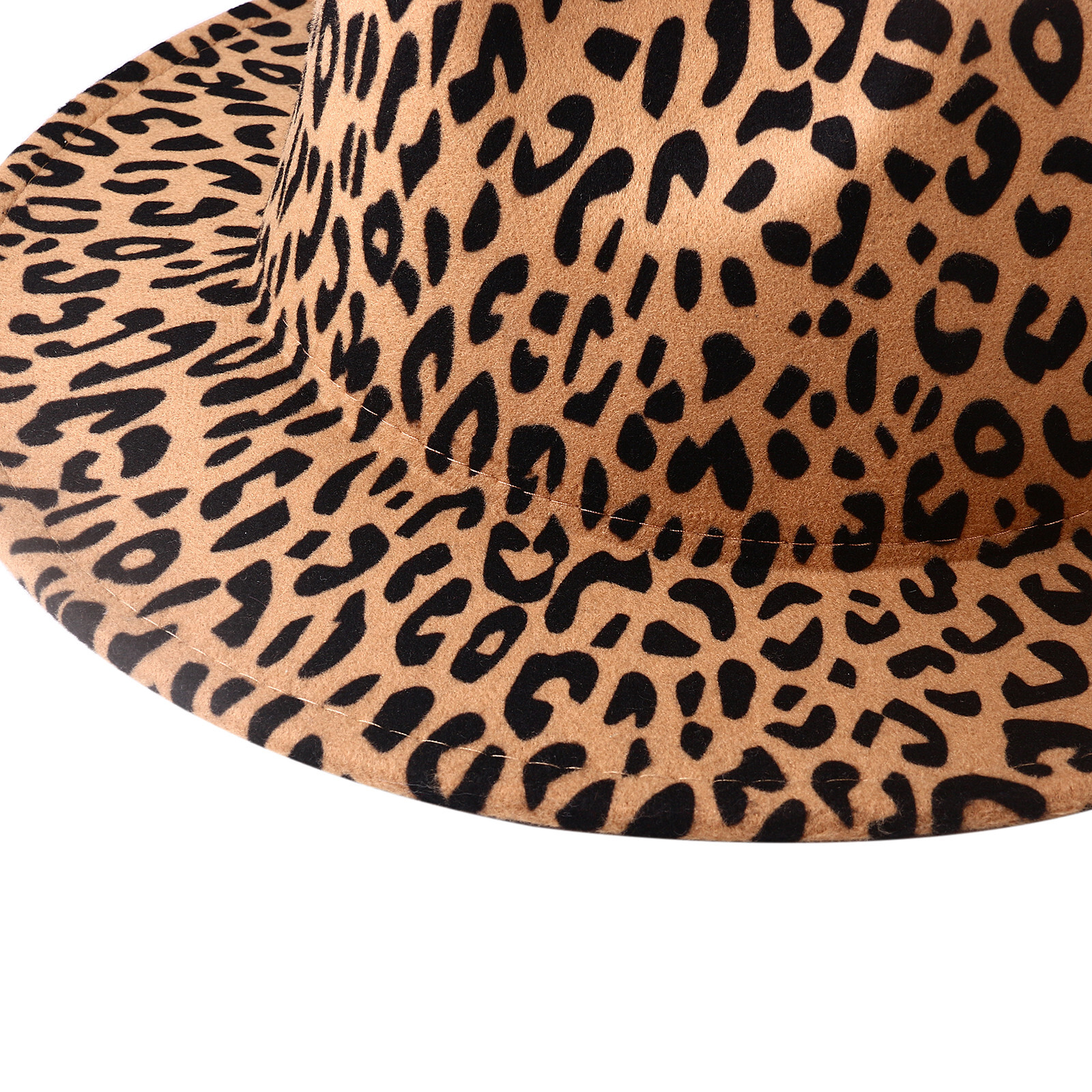 Fashion Leopard Print Wide Brim Felt Fedora Panama Trilby Jazz Hat for ...