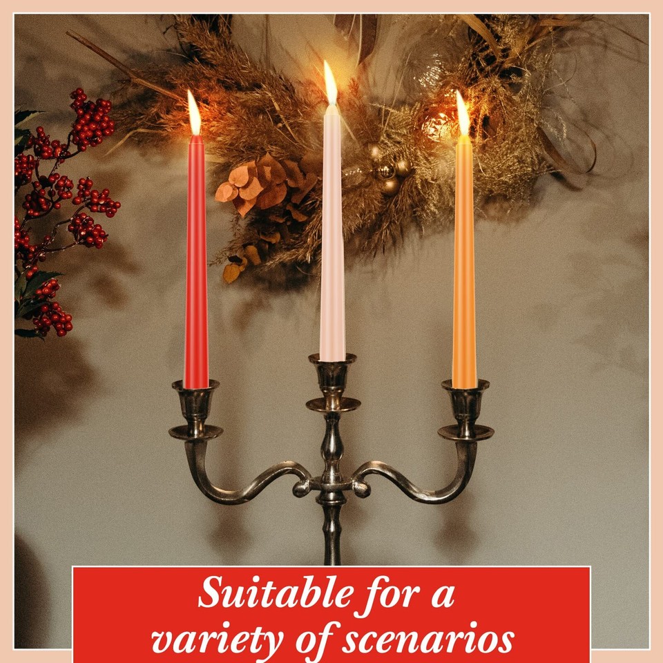 12 Pcs Taper Candle Colored Taper Candles Colored Candle Sticks Amber ...