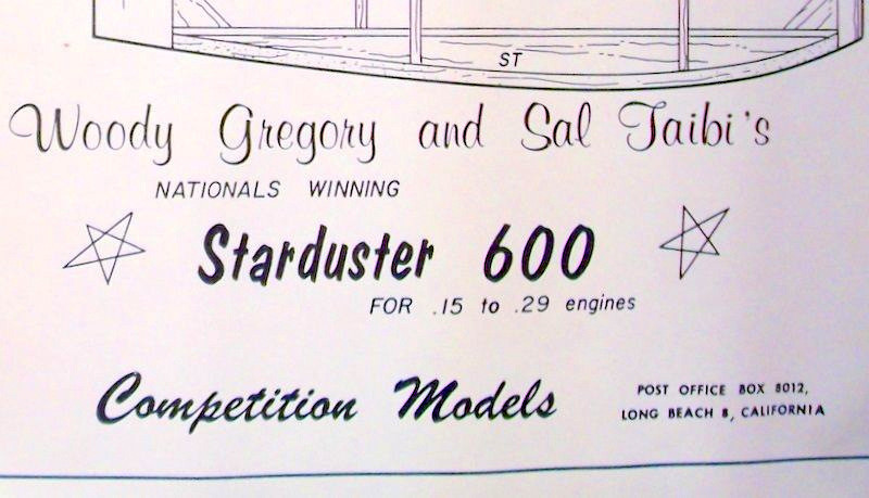 STARDUSTER 600 PLAN + PARTS PATTERNS for Sal's Hi-Thrustline FF Model ...