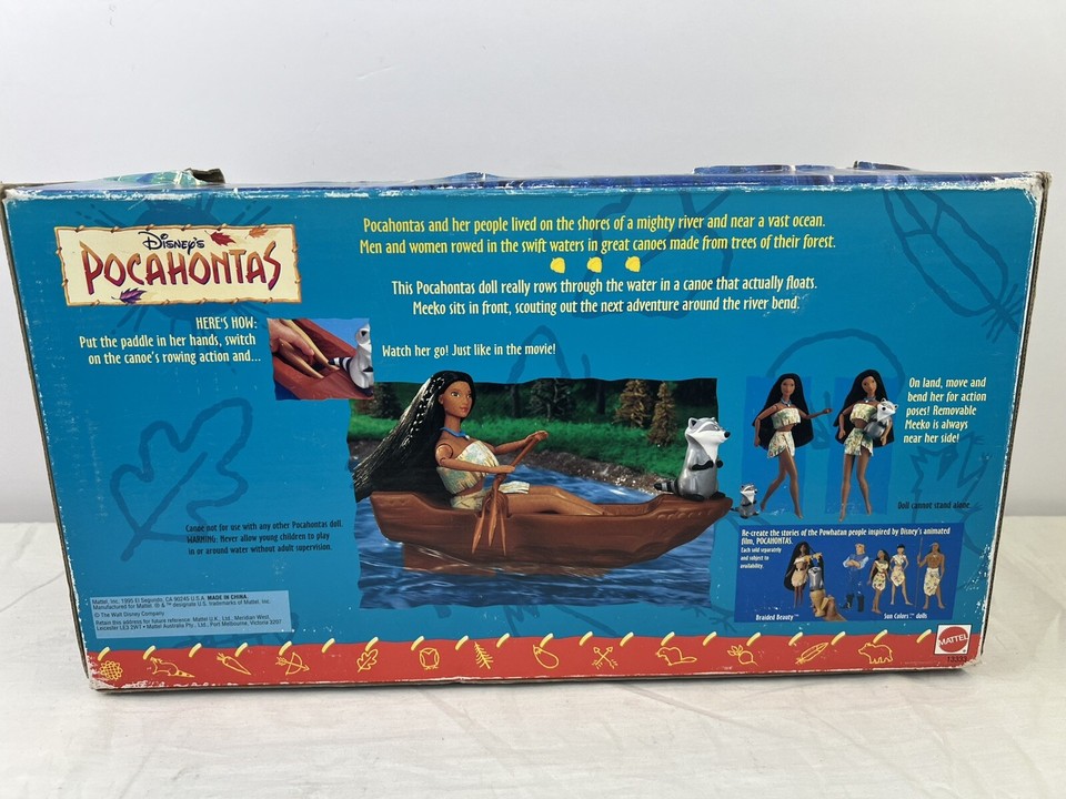Sealed Vintage Mattel 1995 Disney Pocahontas River Rowing Motorized Canoe Doll | eBay