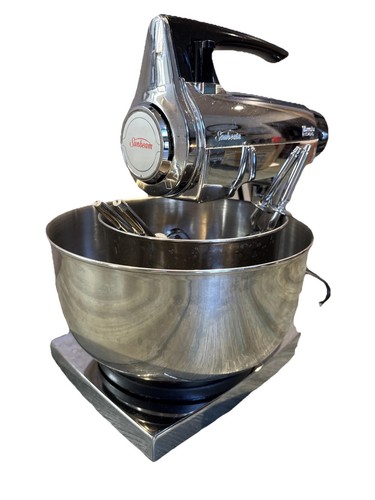 Vintage Sunbeam Mixmaster 12 Speed Stand Mixer Black Chrome Bowls ...