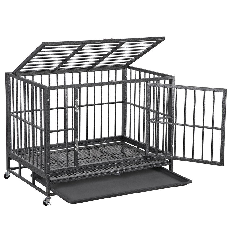 Indestructible Escape Proof Dog Cage Kennel High Anxiety Double Door ...