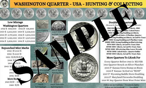 Washington Quarter USA Hunting & Collecting 9" x 14.5" Coin Roll ...