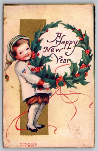 Postcard: New Year, Christmas, Embossed, 1909, H. I. R., Unposted w. Note | eBay
