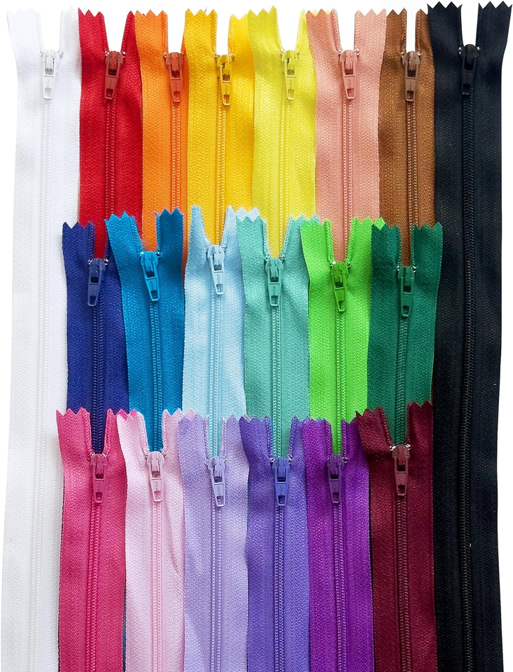 Nylon Zipper for Sewing Crafts | 20 Assorted Colours | Size: 5 Inch ...