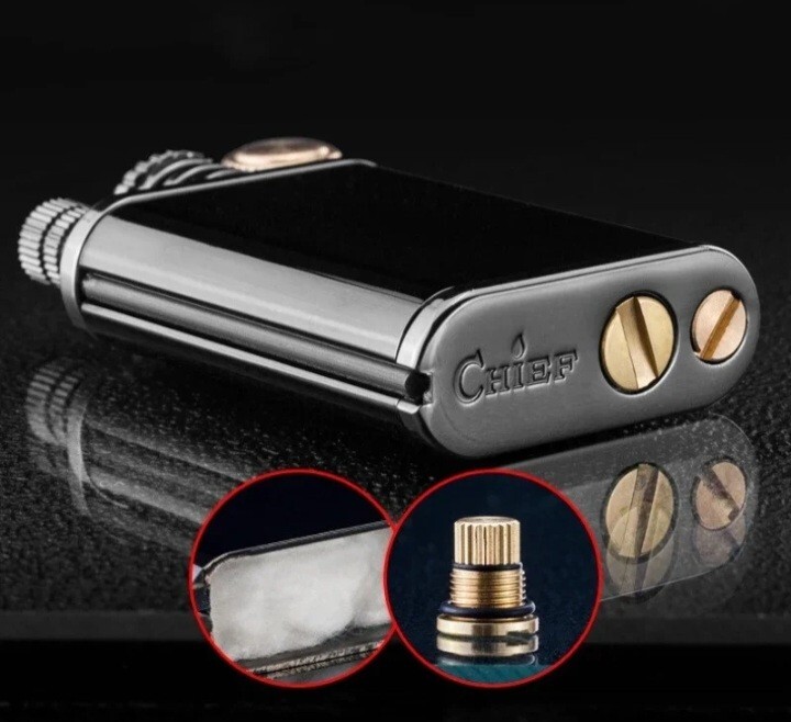 CHIEF Metal Wheel Windproof Kerosene Lighter W/ 10000 Ignition ...
