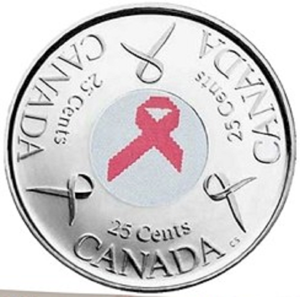 2006 Canada Breast Cancer Pink Ribbon Colored Quarter MINT UNC 25 Cents ...