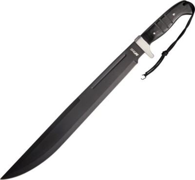 MTech Combat Machete 18.75" 440 Steel Full Tang Blade Black Wood Handle ...