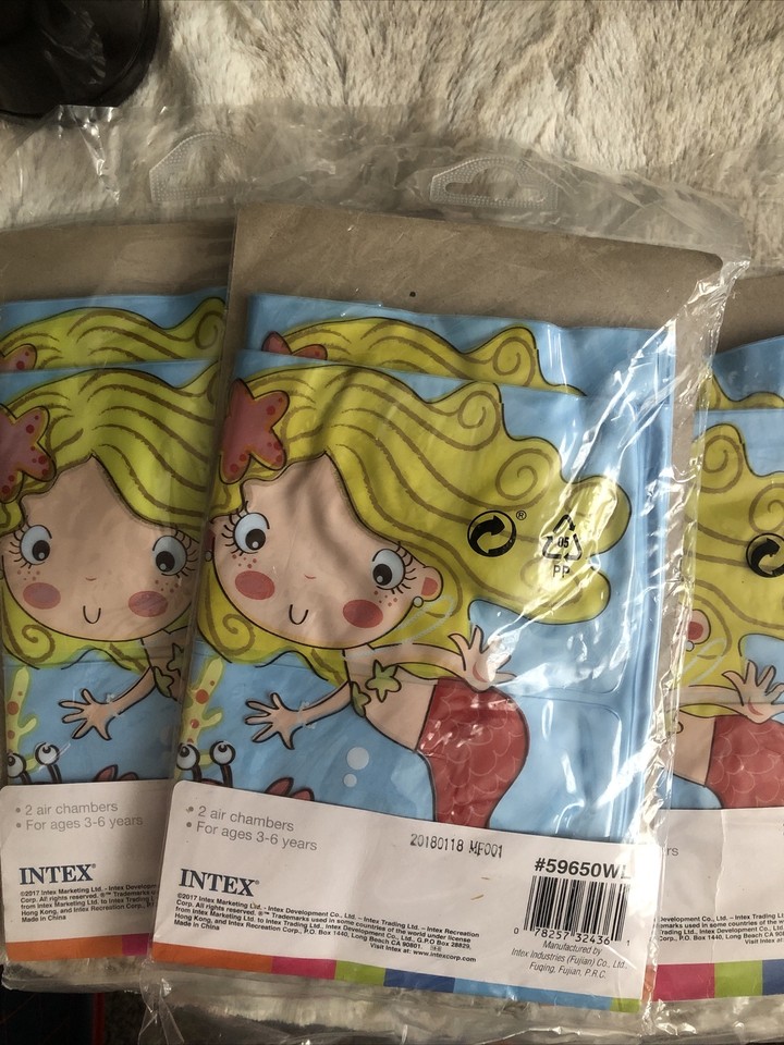 Intex Mermaid Arm Bands 3 Pair 3-6 Years Inflatable Floaties Pool Water ...
