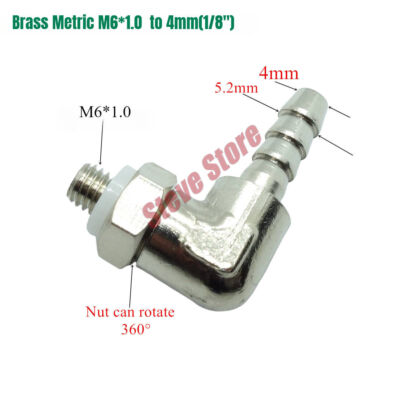 Fitting Male Thread M6 x1.0 Hose Barb 1/8" 4mm Elbow Swivel Connector ...