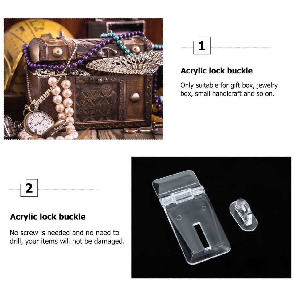 60 Sets Clear Acrylic Lock Hasp Transparent Hinge Hasp Plastic Lock ...
