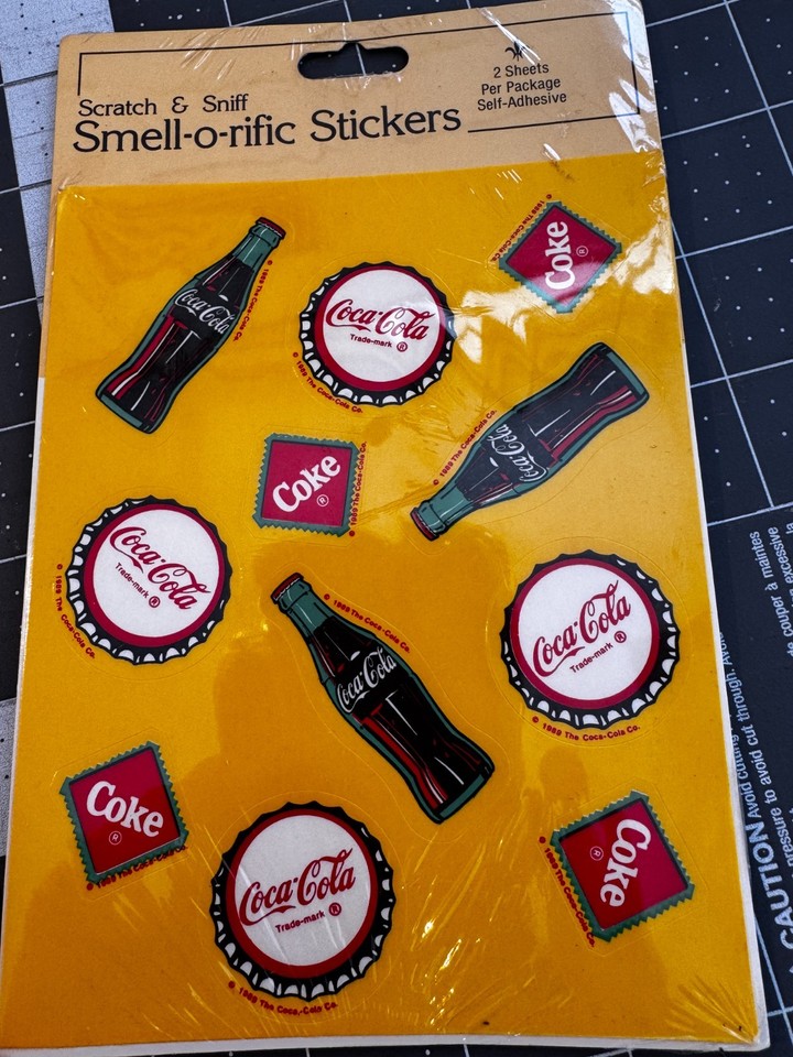 Vintage Coca-Cola " Retro " Coca Cola Stickers, 1988 Set of 2 -6 sheets ...