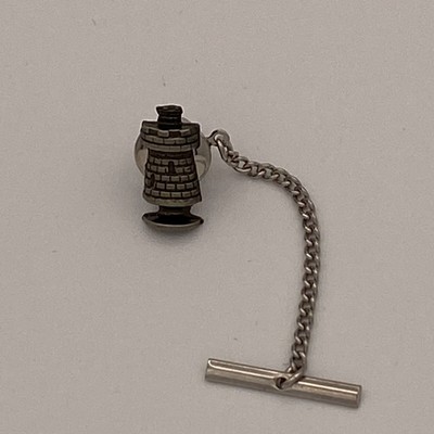 Rook Chess Piece Tie Pin with Chain Silver Unbranded Preowned Vintage ...