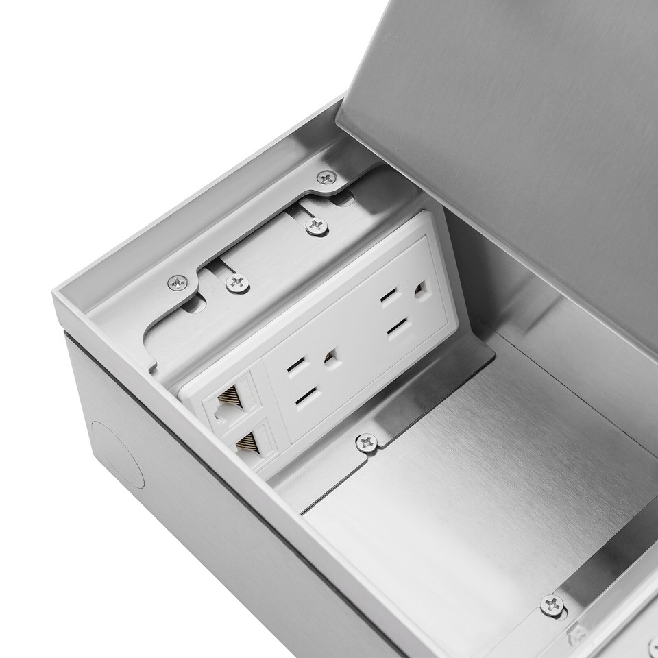 Modern Silver Hidden Floor Socket Box, Indoor Floor Recessed Electrical ...
