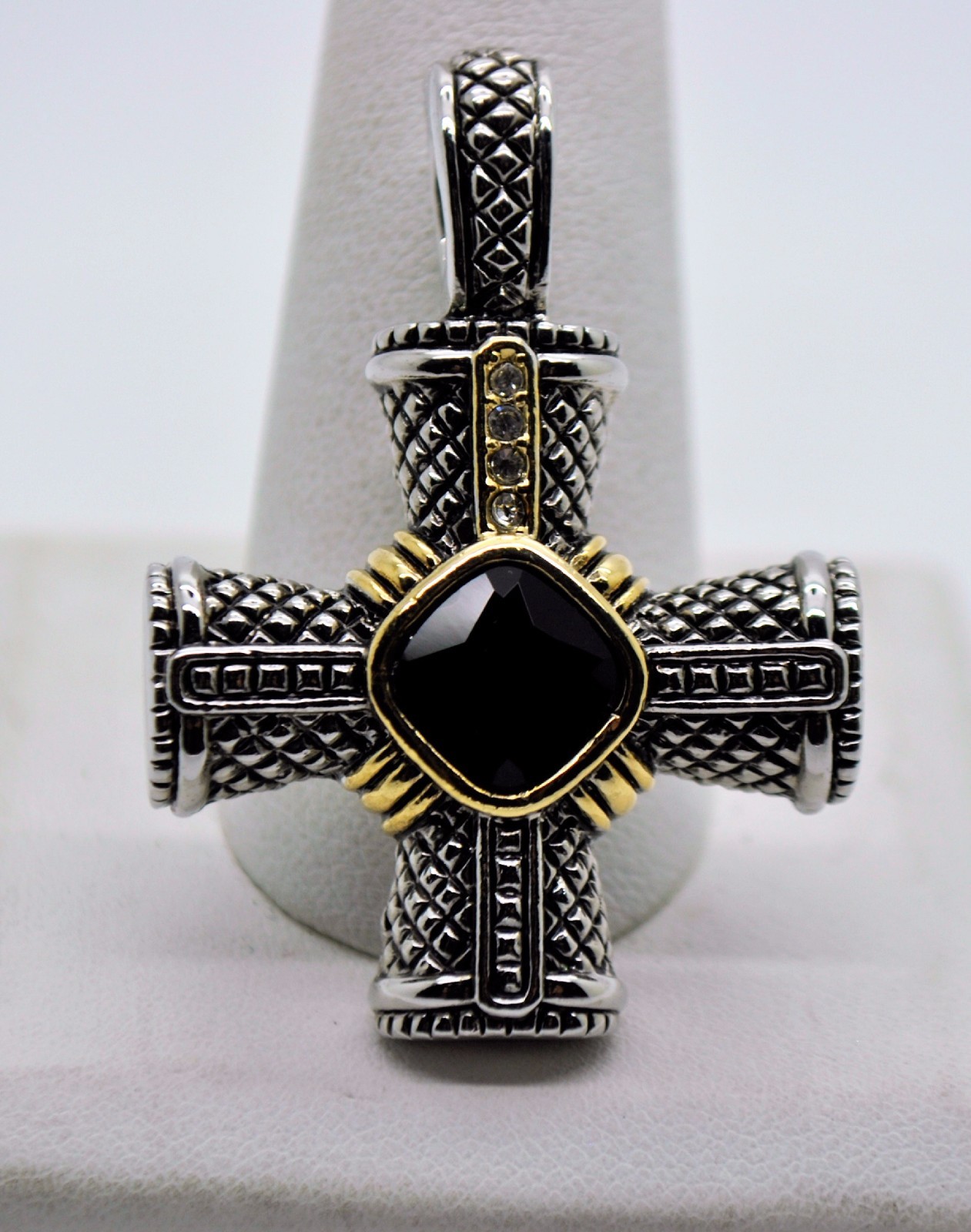 AP02 Modern Unique Cross Designer Style jet cubic zircon fashion ...