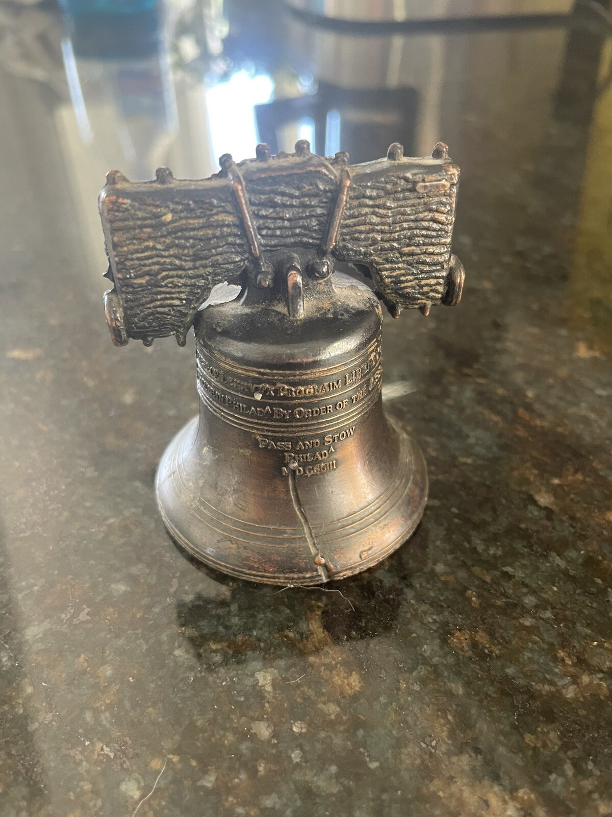 VINTAGE Miniature Liberty Bell PASS and STOW Metal Vintage Bronze Brass ...